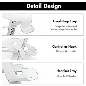 AMVR VR Stand for Quest 2, VR Headset and Touch Controllers Display Holder for Quest 2, PSVR 2, Quest, Rift, Rift S or Valve Index (White, Just VR Stand)