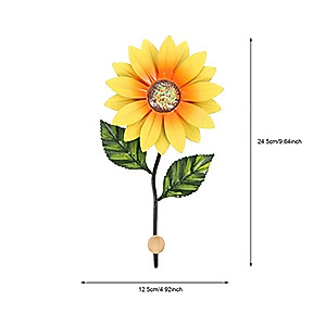 YARNOW Wall Hooks Wall Mounted Art Flower Hook Vintage Metal Sunflower Hooks Keys Aprons Kitchen Wall Hangers for Hanging Coat Hat Key Towel Vintage Hanger Yellow