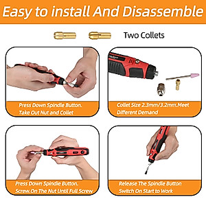 Power Cordless Rotary Tools Kits,3.7V Mini Grinder Front LED Work Light, USB Charging Cable,Ergonomic Design,Easy to Carry—by Excited Work