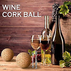 Wine Cork Ball Wooden Cork Ball Stopper for Wine Decanter Carafe Bottle Replacement (2 Pieces, 2.4 Inch/ 6.1 cm)