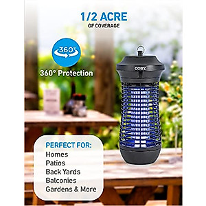 COBY Outdoor Bug Zapper 18W, Covers Half an Acre, Electric Bug Zapper