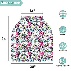 Owlowla Baby Car Seat Cover Canopy Stretchy Soft Nursing Breastfeeding Cover Multi-Use Breathable Stroller Cover for Baby Boy Girl(Pink Floral)