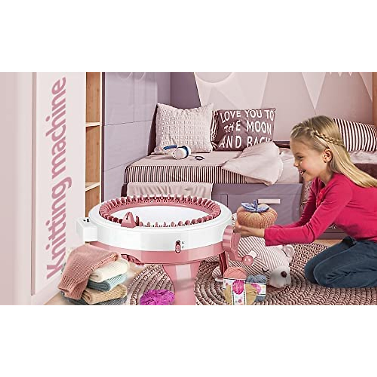 FYGAIN 48 Needles Knitting Machines with Row Counter, Smart Knitting Round Loom for Adults/Kids, Knitting Board Rotating Double Knit Loom Machine Kits