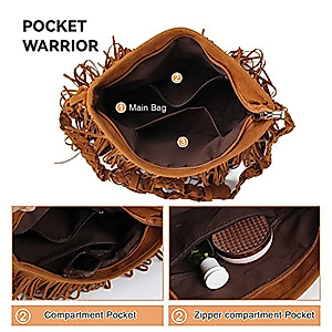 Fecialy Faux Suede Fringe Crossbody Bags for Women Western Hippie Shoulder Bag Messenger Bag Sling Bag