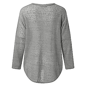 Womens Oversized Baggy Tops Off Shoulder Batwing Sleeve Blouse Long Sleeve Loose Fit Casual Pullover Sweater Shirts Grey