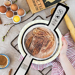 WHTAOMILI 2Pcs Silicone Baking Mat For Dutch Oven, Long Silicone Bread Sling Non-Stick Oven Liner Mat, Silicone Pastry Mat for Baking Mat Set For Dough Pizza Cookies Transfer and Baking（Red&Black)