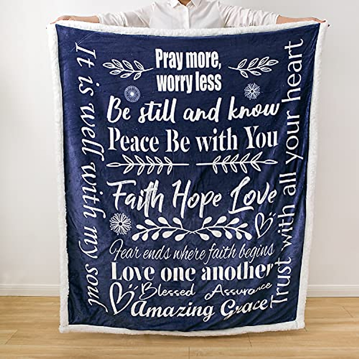 Christian Throw Blanket Religious Gifts - Inspirational Fluffy Blankets with Faith Hope Love Messages for Christian Gifts for Women | Snuggly Soft and Cozy Blanket Christian Decor | 50" X 60"