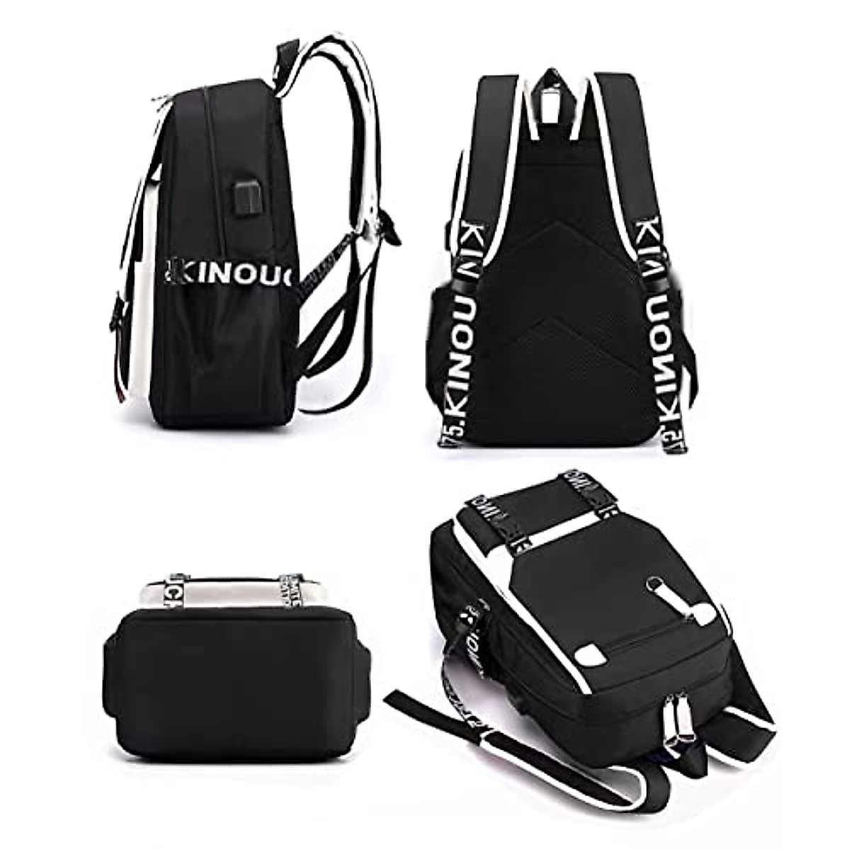 Aezbuxl Girls Lightweight Backpack Casual USB Backpack Portable Laptop Computer Bag Durable Teens Book Bag Black and White black(17 in)