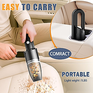 LIPUWS Mini Protable Car Vacuum Cordless,Handheld Vacuum for Quick Cleaning, Hand held vacuuming, Dust Buster Cordless Rechargeable for Car Home and Office