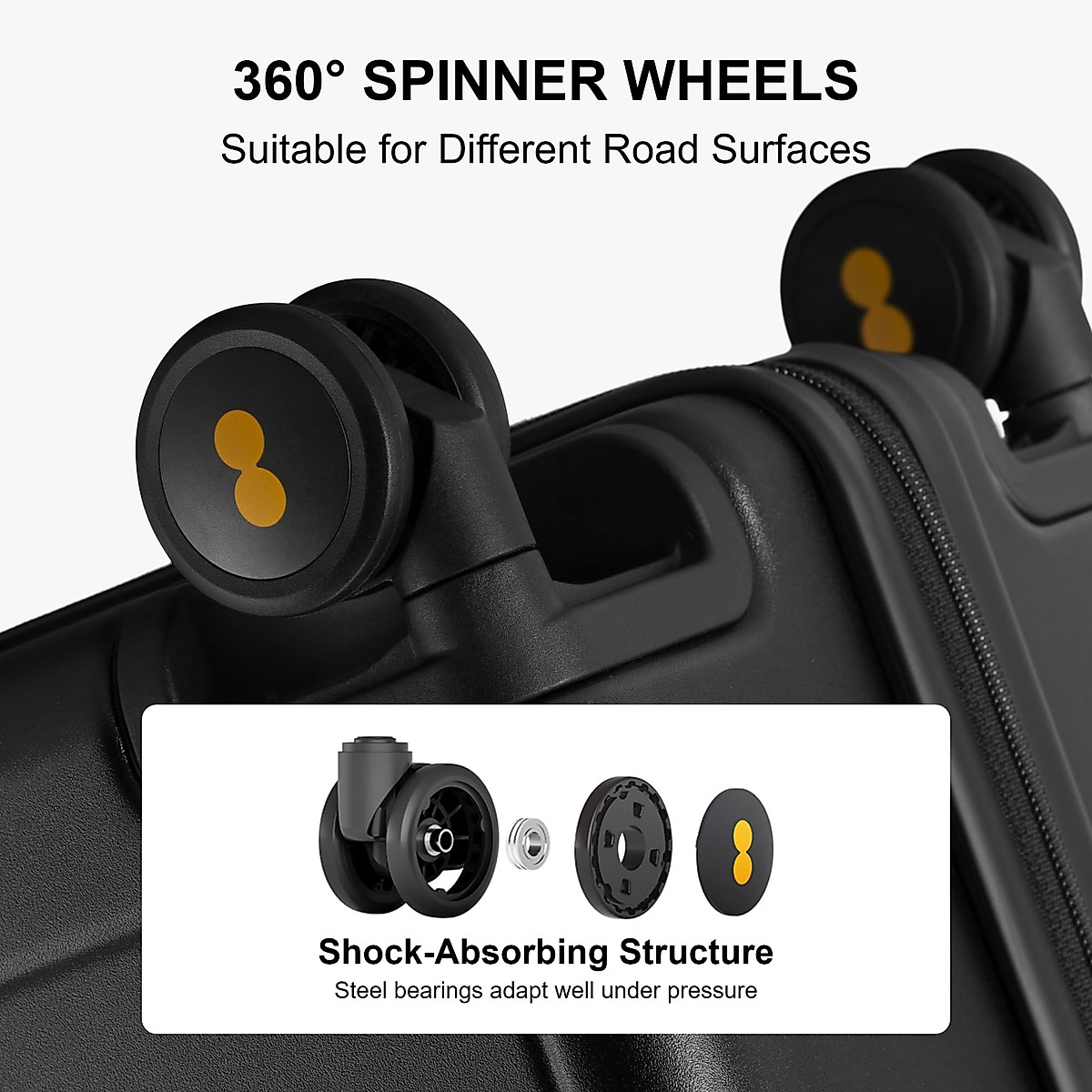 LEVEL8 Elegance Matte Luggage Set, 20 Inch Carry-on Luggage, 24&28 Large Suitcase Lightweight Hardside Suitcases with Wheels,Tsa Lock,3-Piece Set(20/24/28), Black