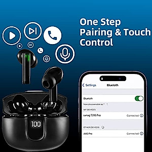 Wireless Earbuds, 2pack 50Hrs Playtime Bluetooth Earbuds Built in Noise Cancellation Mic with Charging Case, Bluetooth Headphones with Stereo Sound, IPX7 Waterproof Ear Buds for iPhone and Android