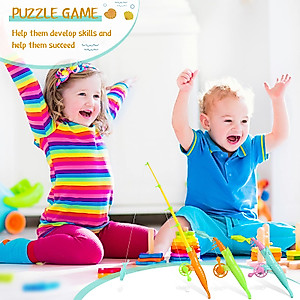 Wettarn 4 Pcs Magnetic Fishing Toy Pole Magnetic Fishing Rod Game 7.3 Inches Summer Bathtub Toys Magnet Plastic Floating Fish Fishing Pool Toy Educational Learning Toys for Girls Boys Teens