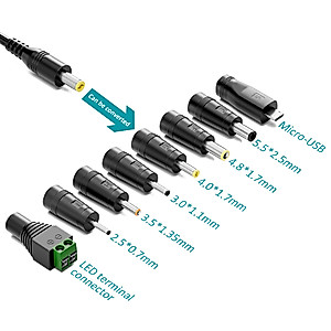 Basicvolt DC 12V 5A 1.5A 1.2A Power Supply, AC Adapter 100-220V to 12Volt 5Amp Replacement Cord Converter Transformer 5.5x2.1mm Plug for LED Strip Light DVD Player Security Cameras and 12VDC Devices