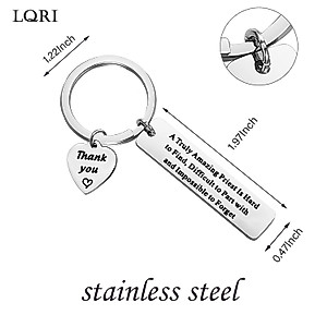 LQRI Catholic Priest Gift Priest Appreciation Gift A Truly Amazing Priest Is Hard To Find and Impossible To Forget Keychain Gift for Priest Leaving Gift