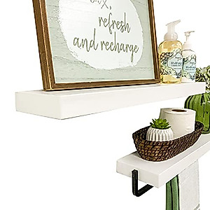 True Floating Towel Holder Set (White, 24 Inch)