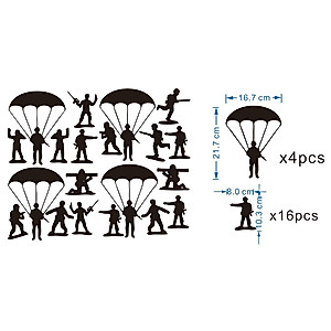 Home Interior Kids Room Armyman Soldiers Paratroopers DIY Wall Decor Stickers Parachute Wall Decal for Teens Bedroom Living Room Decor Poster AFN104 (Army Green)