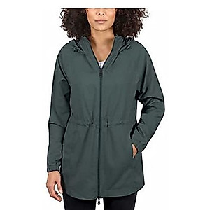 Kirkland Signature Womens Water and Wind Resistant Hooded Anorak Jacket (X-Large, Green)