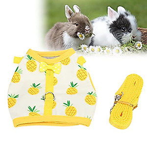 Luroze Guinea Pig Harness, Small Dog Harness Comfortable Cute Adjustable for Ferrets for Rabbits for Guinea Pigs for Chinchillas(S Number, Yellow Pineapple)