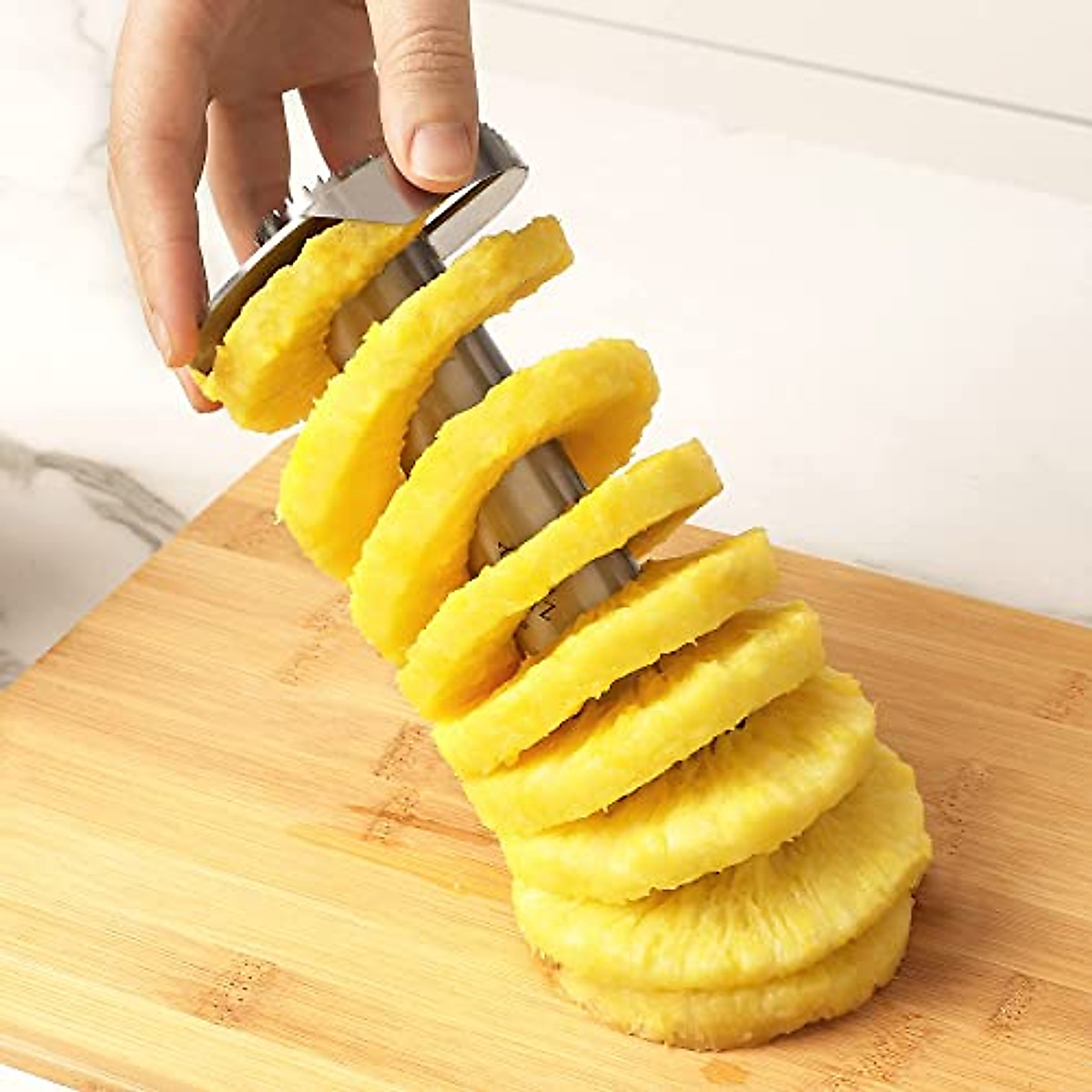 Pineapple Corer (Triple Reinforced Stainless Steel) with Eye Removal Tool - Pineapple Cutter with Reinforced Welding & Thick Blade - Pineapple Slicer and Corer Tool for Easy Core Removal by Zulay