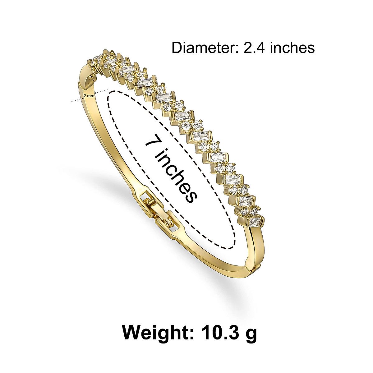 Cowlyn Open Cuff Bangle Cubic Zirconia Classic Tennis Bracelet 14K Gold Plated Jewelry for Women Women