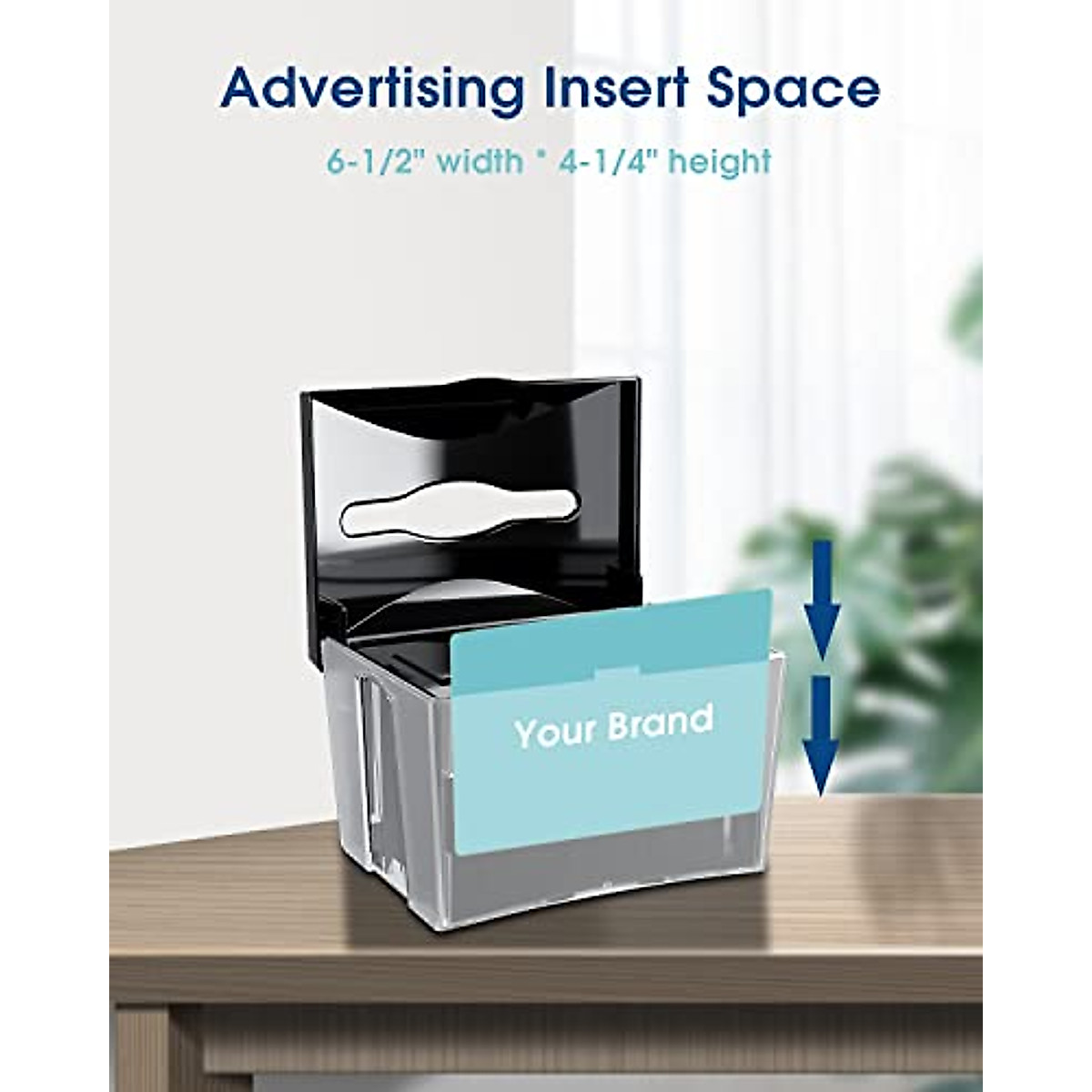 Tabletop Napkin Dispenser, Commercial Paper Napkin Dispensers, Black, 8" x 6.1" x 6.5", CHUANGDIAN