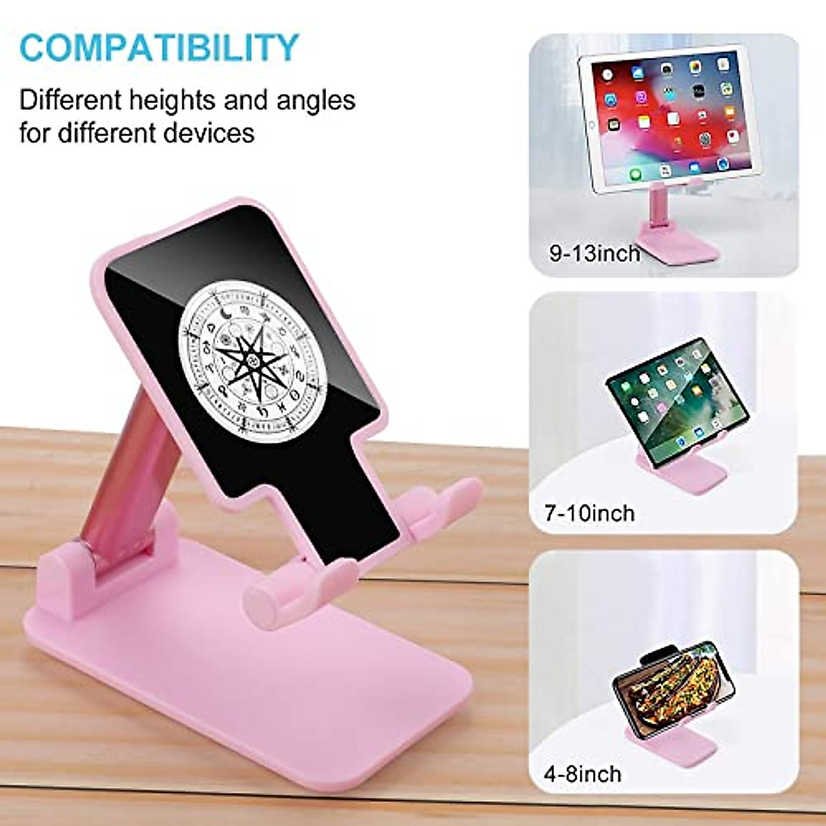 Wiccan Symbol Astrological Signs Cell Phone Stand Foldable Tablet Holder Adjustable Cradle Desktop Accessories for Desk