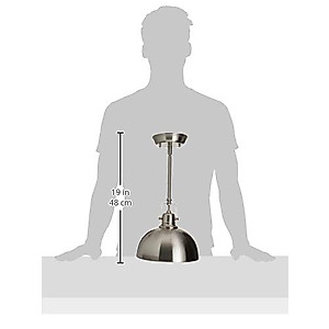 CANARM IPL222B01BN Polo 1 Light 9" Rod Pendant, Brushed Nickel with Painted White Interior, Silver