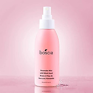 boscia Rosewater Mist with Witch Hazel, Vegan, Cruelty-Free, Natural and Clean Skincare, Alcohol-Free Face Toner with Rosewater, Witch Hazel and Aloe Vera, 4.73 Fl Oz (Pack of 1)