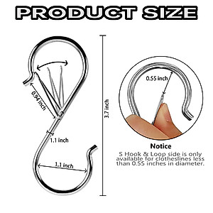 DIFENLUN 16pcs S-Hooks/8pcs Black 8pcs Silver w/Safety Clasp/Kitchen Pot Rack, Closet Hooks/Suitable for Closet Hooks, Clothes, Kitchen Utensils, Pots and Pans