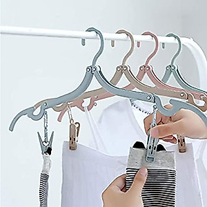 Iimin Portable Folding Travel Clothes Hangers with Clips Travel Accessories，Foldable Non-Slip Lightweight Shirts Socks Underwear Clothes Hangers Drying Rack for Home Outdoor Travel（12 Pcs）