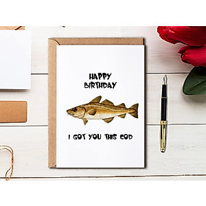 EdgarGifts I Got You This Cod - Happy Birthday Card - Funny Birthday Card - Fish Birthday Card - Birthday Card For Dad - Card For Husband
