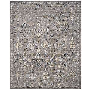 SAFAVIEH Evoke Collection 8' x 10' Dark Grey / Yellow EVK224G Boho Oriental Non-Shedding Living Room Bedroom Dining Home Office Area Rug