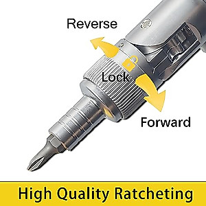 Ratcheting Screwdriver, KER Multi-tool Nut Screw Driver 10 in 1 Magnetic Head, S2 Steel, Industrial Strength , Ratchet Professional Adjustable Repair Tool