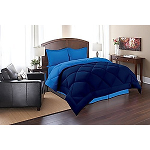 Elegant Comfort All Season Goose Down Alternative Reversible 2-Piece Comforter Set- Available in and Colors, Twin/Twin XL, Navy/Aqua