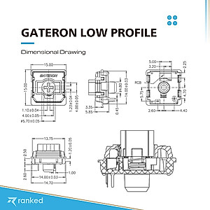 Ranked Gateron Ks-33 Low Profile v2 Key Switches for Mechanical Gaming Keyboards | Plate Mounted (Gateron Blue, 10 Pcs)