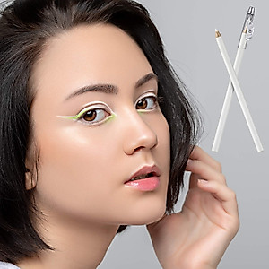 Maitys 6 Pieces White Eyeliner Pencils 2 In 1 Eye Liner Sharpener Pencil with Built in Soft Strokes Eyeshadow Silkworm Brighten Makeup Tool Christmas Valentine's Day Present