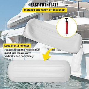 Vevor Mophorn 4 Ribbed Boat Fenders 10 x 28 Inch Boat Fenders Bumpers White Center Hole Bumpers Protection