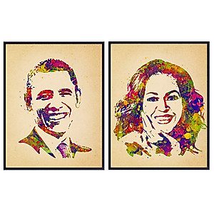 Barack and Michelle Obama Poster Picture Set - Gift for Black African Americans, Democrats, Liberals - Wall Art, Room Decor, Home Decoration for Office, Living Room, Bedroom - 8x10 Unframed