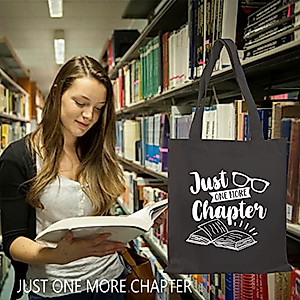 BDPWSS Just One More Chapter Tote Bag Book Lover Shoulder Bag For Bookworm Librarian Reading Lover Book Nerd Gift (one more chapter TGbl 2)
