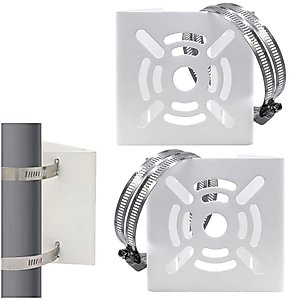 BeElion 2-Set Universal Vertical Pole Mount Adapter with 4 Loops(Φ100mm), Wall Mounting Bracket for CCTV Security Camera PTZ Dome Vertical Pole Mounting Bracket