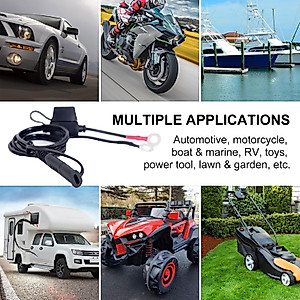 TOPDC 22" 10A Fused Ring Terminal 6 PCS Harness Quick Connect Extention Cord for Battery Charger/Maintainer