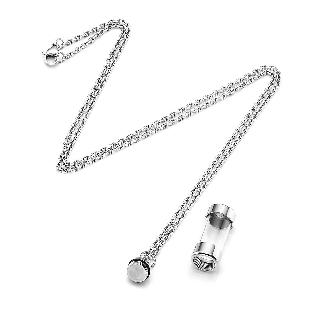 Zysta Arylic Urn Necklace for Ashes Clear Glass Cylinder Pendant Creamation Vial Necklaces Ash Locket Tube with 24 inch Chain Holder Container Keepsake Memorial Urns Jewelry