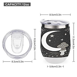 OPTKSNCU 304 Stainless Steel Insulated Cup with Lid, Moon Mushroom Print Durable, And Easy to Clean – Ideal for Home, Office, And Gift Giving
