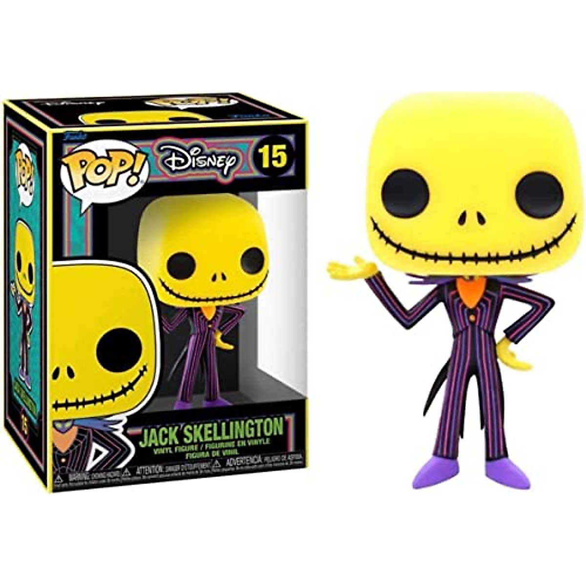 POP Disney: The Nightmare Before Christmas - Jack Skellington (Blacklight) Funko Vinyl Figure (Bundled with Compatible Box Protector Case) Multicolored 3.75 inches