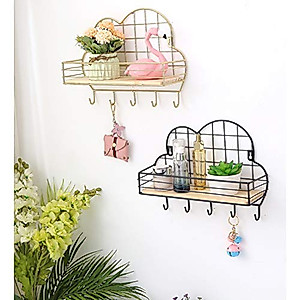 Tofficu Cloud Shape Storage Rack Durable Metal Wall-Mounted Shelf Home Decoration for Living Room Bedroom
