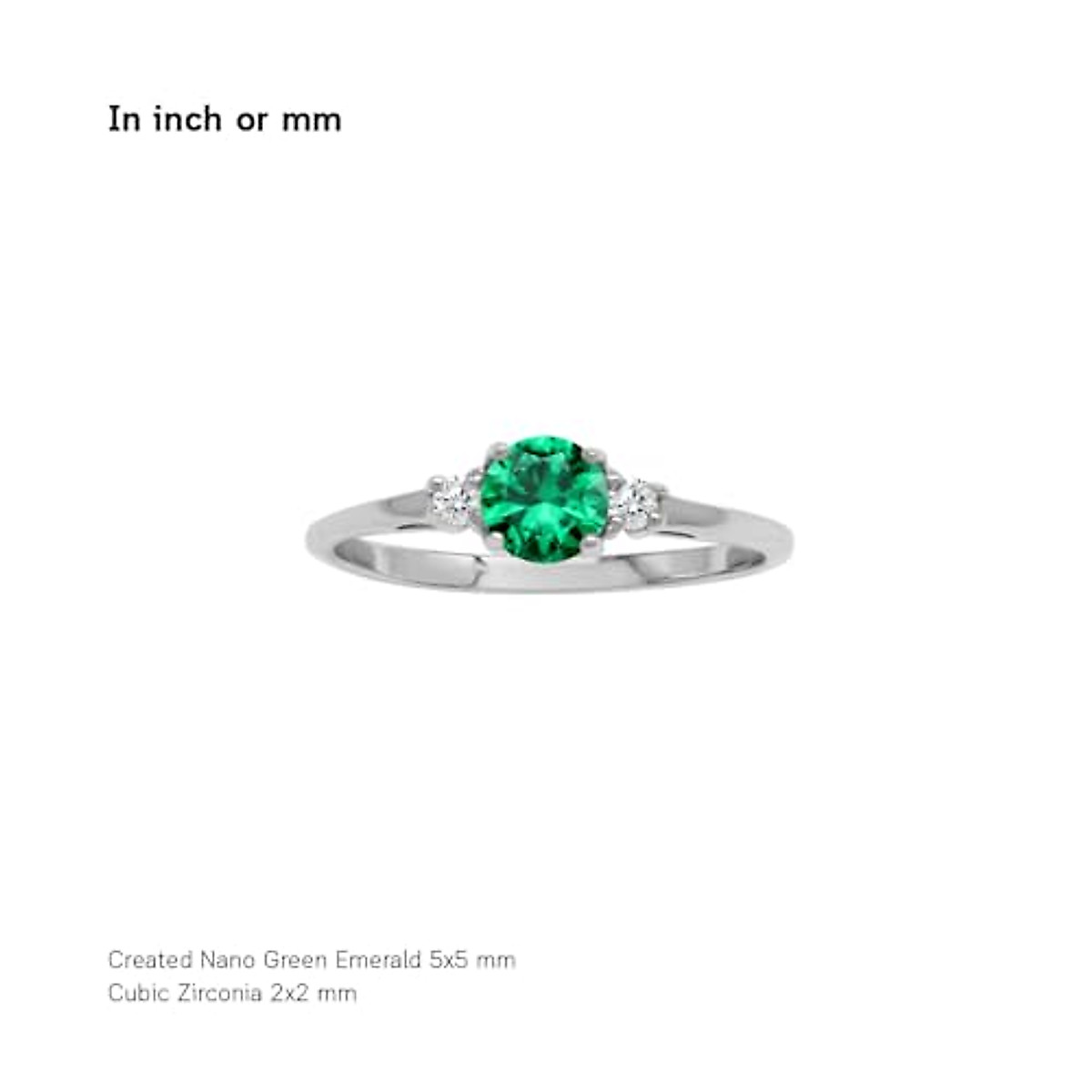 Silvershake Petite Green Nano Emerald & White CZ 925 Sterling Silver Promise Ring Size 6