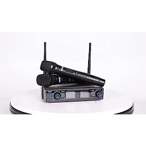 SGPRO Dual Handheld Wireless Microphone System 262Feet 90 Preset UHF Frequencies, Bodypack, Head-Worn & Lavalier Mics for Live Performance, Karaoke, DJ, Church, Classroom & PA Systems (D-332HH)