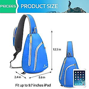 Peicees Small Sling Bag for Men Women Waterproof Crossbody Backpack Shoulder Chest Bag Travel Hiking Daypack