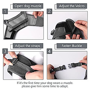 Dog Muzzle, Soft Dog Muzzle with Reflective Strip Breathable Mesh Large Dog Muzzle Prevent Biting Barking Chewing No Bark Dog Muzzle for Large Medium Small Sized Dog Outside Walking Grooming