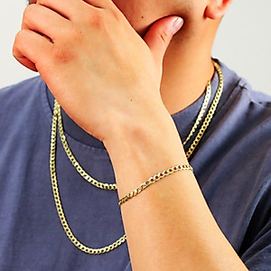 Nuragold 10k Yellow Gold 4.5mm Cuban Curb Link Chain Bracelet, Mens Womens Jewelry 7" 7.5" 8" 8.5" 9"